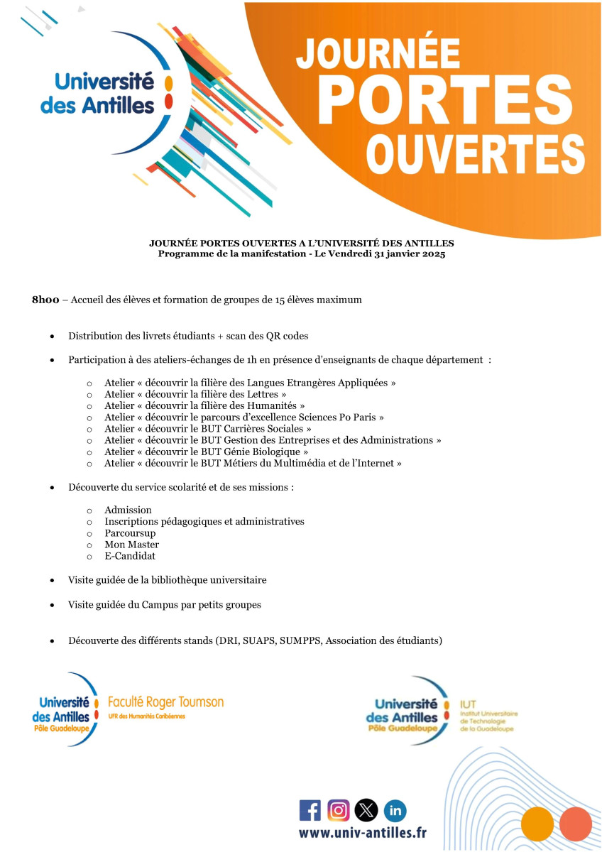Journée Portes Ouvertes 2025 - IUT de la Guadeloupe